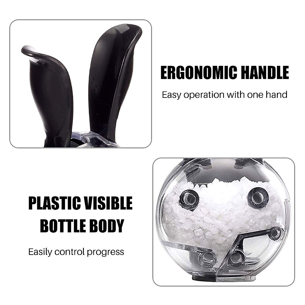 Salt and Pepper Grinder Manual Spice Grinder Multifunctional Kitchen Tools Black Rabbit Ears Design Abrader,Not Mini