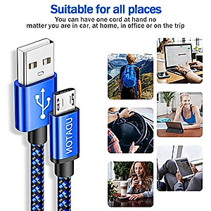 Micro USB Cable 10ft, Android Charger, USB C Cable, 3Pack Extra Long Kindle Fire Charger, udaton High Speed Nylon Braided Micro Fast Charging Cord for Samsung Galaxy S7 Kindle Fire 7 PS4 Xbox LG, Blue