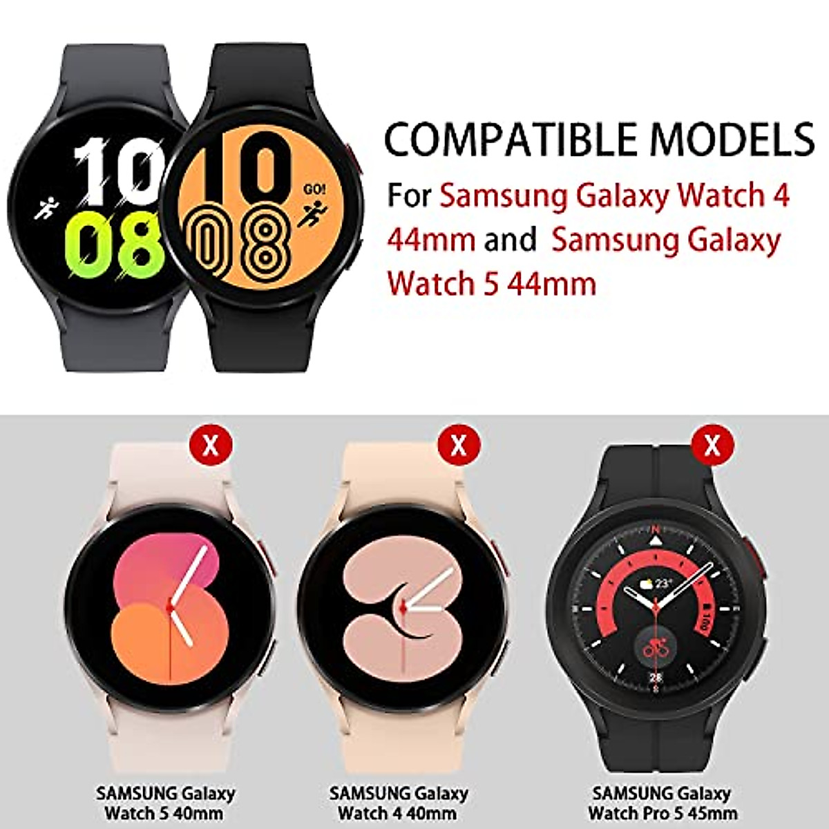 Suoman 4-Pack for Samsung Galaxy Watch 4 /Galaxy Watch 5 (44mm) Screen Protector, 2.5D 9H Hardness Screen Protector Tempered Glass for Galaxy Watch 4/5 (44mm) Smartwatch