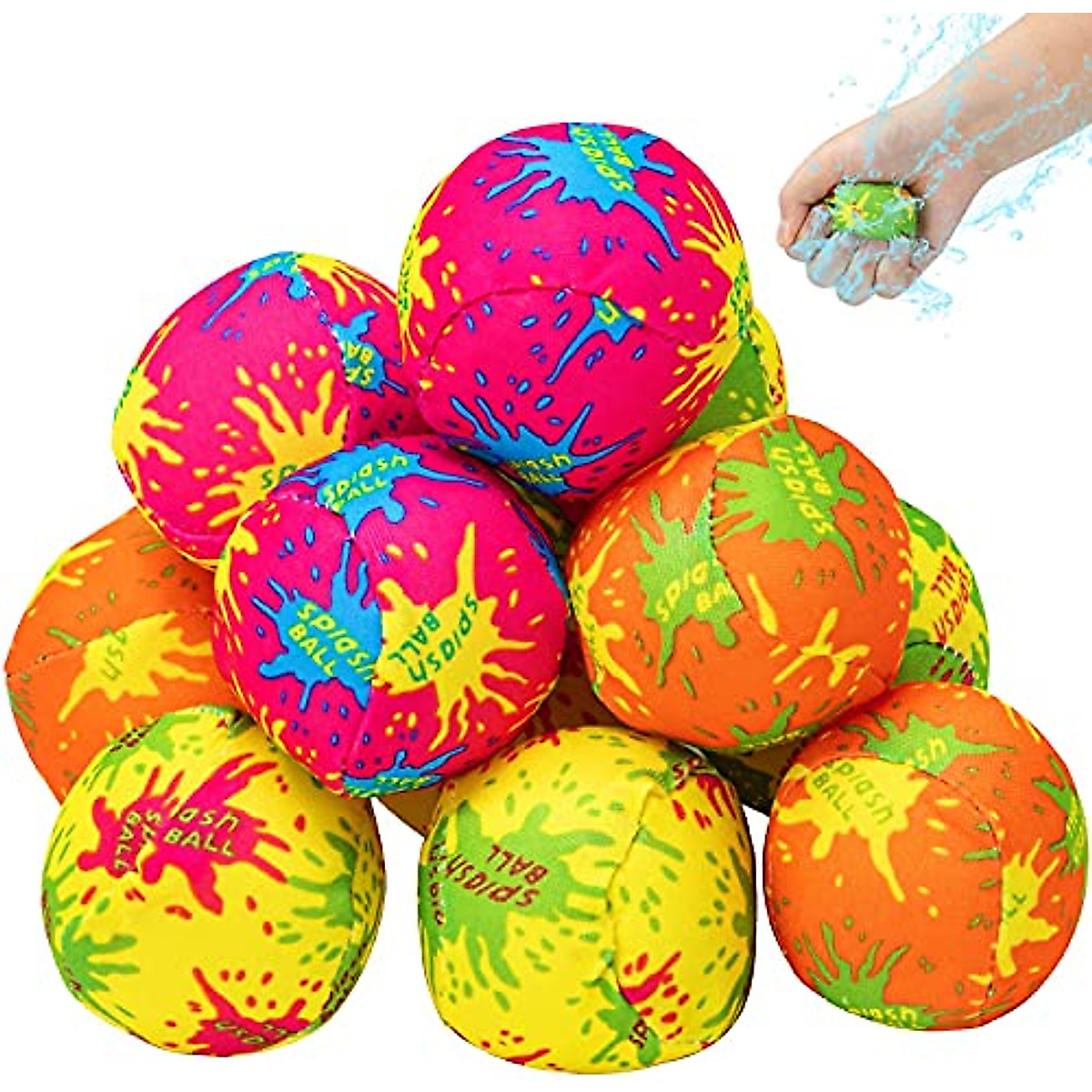 HFATMOS Water Splash Balls Float, Water Bomb Balls for Pool, Water Absorbent Ball for Water Activities, Kids Pool Toys Summer Beach Soaking Games Fun Children Party Activities 12 Pcs