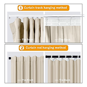 hoeflife Room Divider Curtains, Blackout Ceiling Track Curtains with Hook Sound Proof Floor Curtains Perfect for Ceiling Mount Curtain Tracks Wall Divider for Room Separation(Beige, W180 x H96)