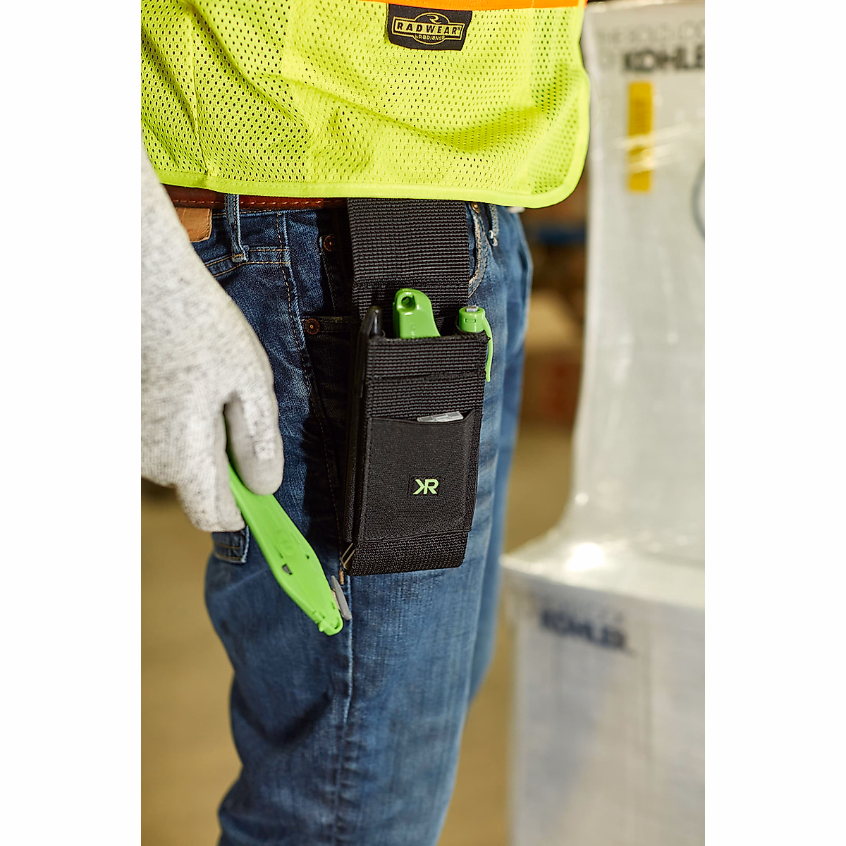 AP100 Safety Holster, Attaches to Belt, Safe Storage and Convenient Access to Safety Knives and Replacement Blades, Designed for Heavy-Duty Use, Built to Last with Durable Nylon Construction