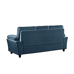 ERYE 2 Pieces Cushions Sectional Include 3 Seater Loveseat,Pillow-Top Armrest Velvet Upholstered Tufted Sofa & Couch W/Nailhead Decor for Home Office Apartment Living Room Furniture Sets, Blue 83.46"W