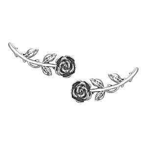 S925 Sterling Silver Rose Flower Clip Stud Ear Cuffs Crawler Climber Earrings for Women Teen