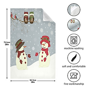 SLHKPNS Snowman Birds Kitchen Dish Towel Set of 4,Christmas Owls 18x28in Absorbent Dishcloth Reusable Cleaning Cloths for Household Use
