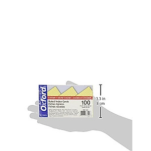 Oxford Ruled Color Index Cards, 3" x 5", Canary, 100 Per Pack (7321 CAN)