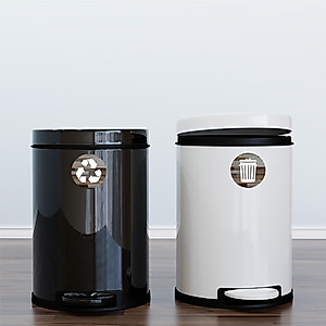 Recycle and Trash Logo Stickers (6 Pack) - Textured - for Metal or Plastic Garbage cans, and Bins - Indoor & Outdoor - Laminated and UV Protected Premium Decal 2567 (Wood Planks - Brown, Small)