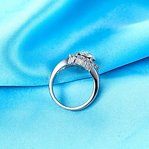 Sllaiss Made of Austrian Crystal Halo Engagement Rings for Women White Gold Plated Band Infinity Promise Rings Solitaire Wedding Ring Jewelry Gift (5)