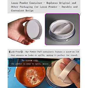 Powder Puff, Loose Powder Containers, Reusable Empty Makeup Powder Container with Elasticated Net Sifter for Setting Powder, Face Powder, Loose Powder, ect, for Travel and Daily Use