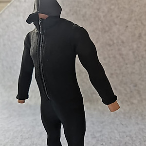 SSbeauty M 1/6 Scale Male Female Figure Hoodie Clothes Long Sleeved Bodysuit Undercoat Jumpsuit Cloth for 12'' Action Figure Clothes (Black)