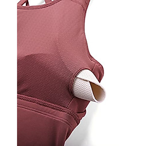 CRZ YOGA Strappy Longline Sports Bras for Women - Wirefree Padded Criss Cross Yoga Bras Cropped Tank Tops Misty Merlot Medium