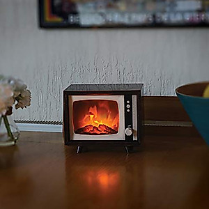Decorative Realistic Fireplace Compact Retro Television with LED Moving Flame Effect, Hearth-Like-Glow With Electric Fireplace TV Look For Indoors by ELYYT