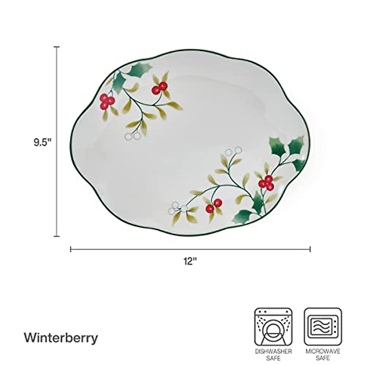 Pfaltzgraff Winterberry Holiday Set of 2 Serving Plates, 10 Inch and 12 Inch, Multicolored