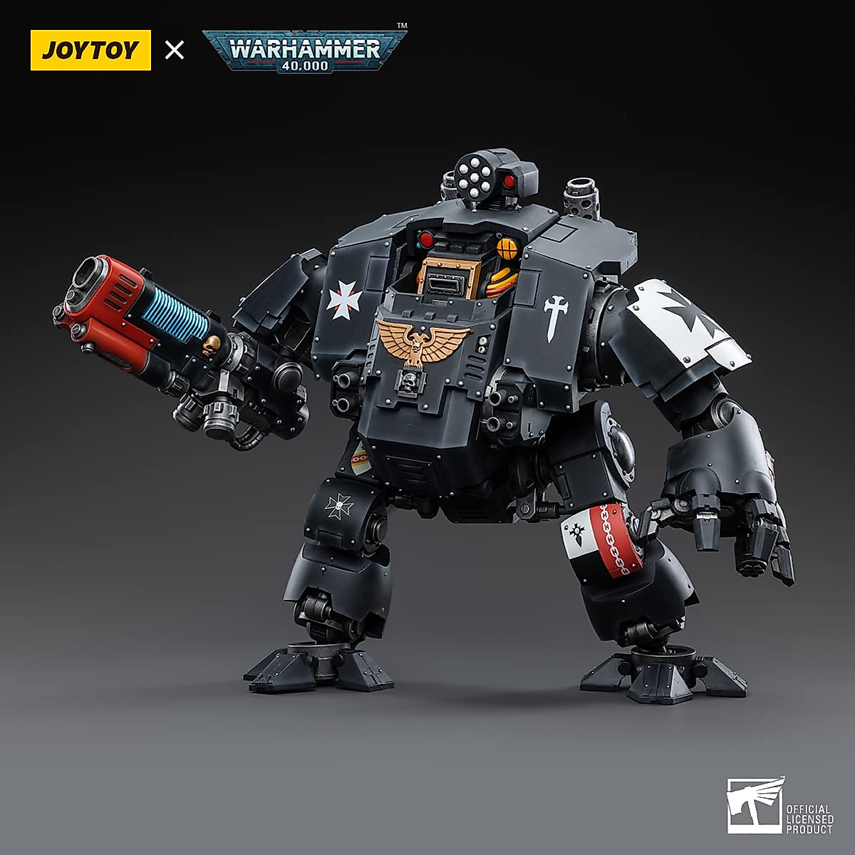 Pipigirl JoyToy × Warhammer Genuine License 1/18 Soldier Action Figures, 4inch Army Military Extreme Warrior Models Kits (Black Templars Redemptor Dreadnought)