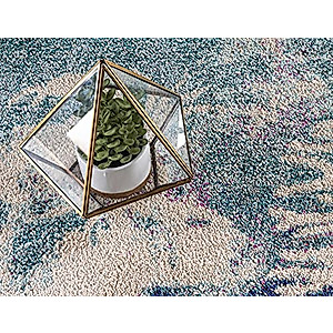 Unique Loom Positano Collection Coastal Modern Coral Lobster Shells Light Blue Area Rug (4' x 6')