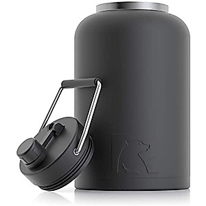 RTIC Jug with Handle, One Gallon, Black Matte, Large Double Vacuum Insulated Water Bottle, Stainless Steel Thermos for Hot & Cold Drinks, Sweat Proof, Great for Travel, Hiking & Camping