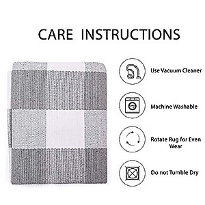 IOHOUZE Buffalo Plaid Checkered Rug -27.5" X 43" Front Door Mats, Washable Rug for Front Porch Decor, Spring Summer Welcome Mats Outdoor, Gray White Rug for Farmhouse/Entryway/Home Entrance