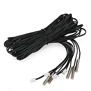 10K Temperature Sensor Probe, DROK 5pcs 1 Meter Waterproof Temp Sensor Probe, Stainless Steel 3950 NTC Temp Sensor Probe, Digital Temperature Transmitter Extension Cable