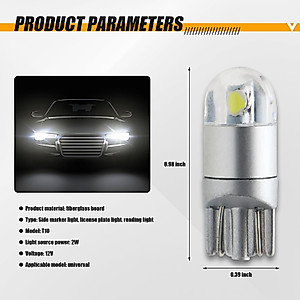 Hawyet 10 PCS Universal Car License Plate Light, 10MM x 25MM Car Bright LED T10 Width Light, Super Bright LED Car Bulb, Compatible with Most Car Models (White)