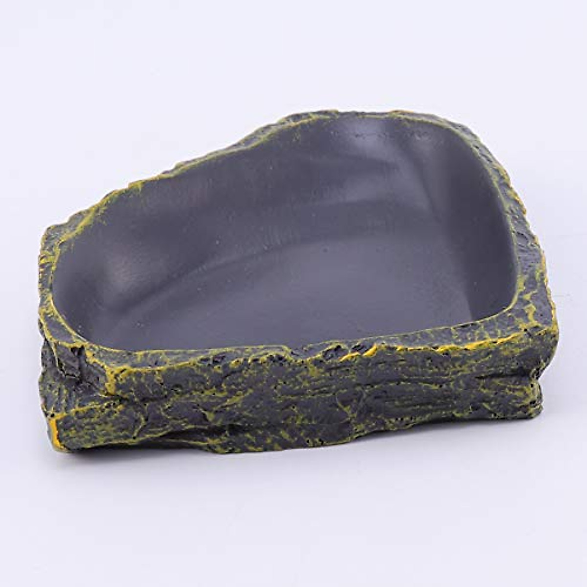 POPETPOP Reptile Food Dish Terrarium Water Bowl Food Feeding Plate Container Drinking Water Tray Resin for Snake Tortoise Frog