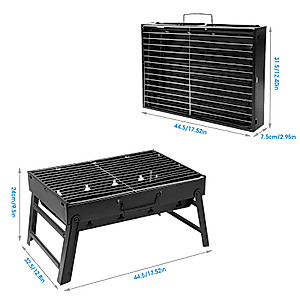 Uten Charcoal Grill, BBQ Grill Folding Portable Lightweight smoker Grill, Barbecue Grill Small desk Tabletop Outdoor Grill for Camping Picnics Garden Beach Party 17''x11.6''x 2.6''