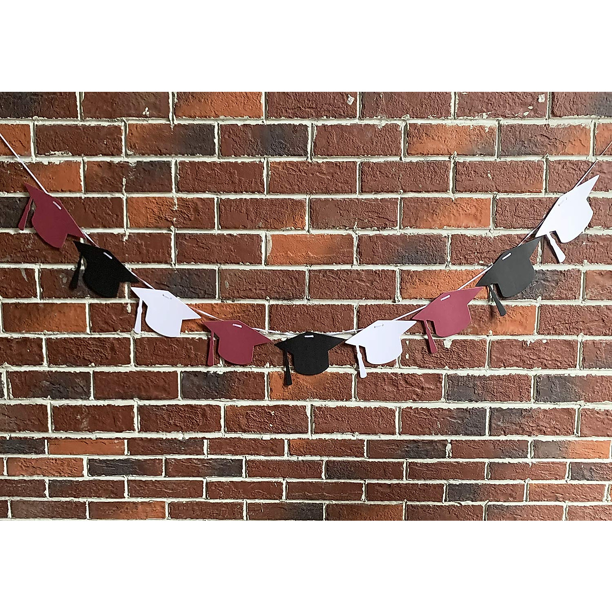 Maroon Graduation Party Decorations/Maroon Grad 2023 4pcs Graduation Hat Banner Garlands Glitter Burgundy White Black for 2023 Graduation Party Supplies