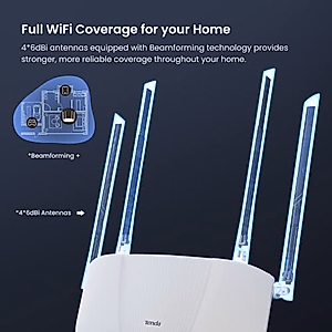 Tenda WiFi 6 AX3000 Smart WiFi Router, Dual Band Gigabit Wireless Internet Router, AX Router with 4 Gigabit Ports, OFDMA+MU-MIMO, Parental Control+Remote Control, Easy App Setup, IPV6&WPA3, RX9(White)
