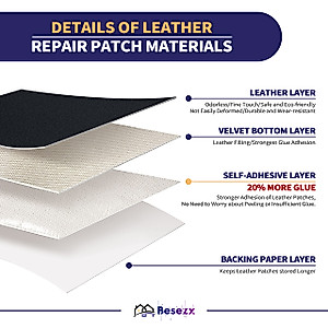 Leather Repair Patch Tape Kit, Self Adhesive Leather Repair for Furniture, Couch, Sofa, Car Seats,Office Chair,Vinyl Repair Kit.30inx16in