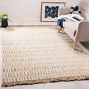 SAFAVIEH Natural Fiber Collection Area Rug - 9' x 12', Natural & Ivory, Handmade Boho Farmhouse Fringe Jute, Ideal for High Traffic Areas in Living Room, Bedroom (NF184A)