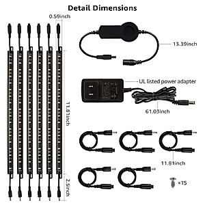 TORCHSTAR Smart LED Safe Lighting Kit, Voice & APP Control (6) 12 Inch Dimmable Linkable Light Bars, Compatible with Alexa, 900LM, 100-240V, for Under Cabinet Display Closet Showcase, 5000K Daylight