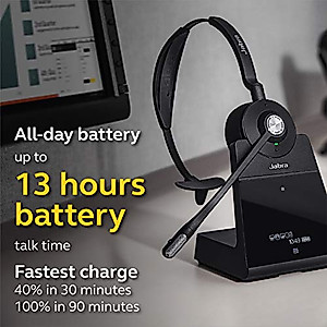 Jabra Engage 75 Wireless Headset, Mono – Telephone Headset with Industry-Leading Wireless Performance, Advanced Noise-Cancelling Microphone, Call Center Headset with All Day Battery Life,Black