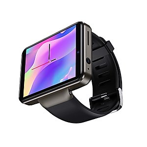 Rainbuvvy DM101 4G Smart Watch for Men 2.41" Display Android 7.1 1GB RAM 16GB ROM 2080mAh Watch Phone with Face ID Dual Camera Bluetooth GPS IP67 Waterproof Smartwatch (Black - 1GB+16GB)