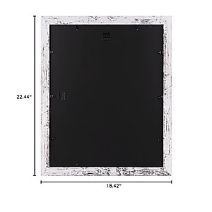 Frametory, 16x20 Poster Frame White Distressed Grain Style Frames for 16 by 20 Picture or Photo- Wide Moulding Design with Real Glass - Wall Display Hanging(2 Pack)