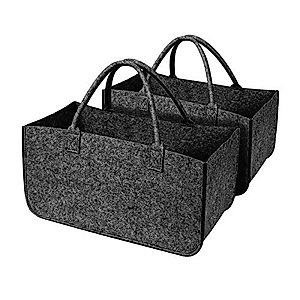 GUOZI Storage Basket, [2 Pack] Collapsible Felt Storage Bins with Handles, Large Laundry Basket Storage Solution for Office Nursery Wardrobe Bookshelf Bedroom Keepsake Toys etc.