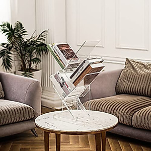 Aizesuro Tabletop Acrylic 3-Tier Standing Tree Bookshelf, CDs/Movies/Books Storage Rack, Organizer Bookcase Shelves for Home Office, Living Room, Bedroom