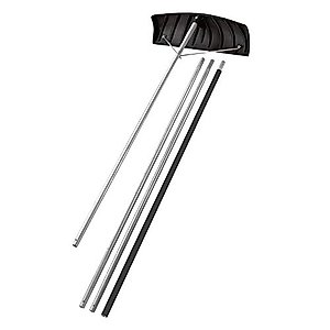 Suncast Adjustable Roof Rake with 21' Resin Handle for Snow and Leaf Removal, Black