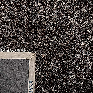 SAFAVIEH New Orleans Shag Collection 4' x 6' Platinum / Ivory SG531 Handmade 1.6-inch Thick Area Rug