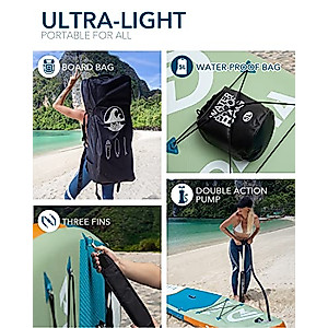 DAMA Inflatable Stand Up Paddle Board 11'x33" x6", Inflatable Yoga Board, Dry Bags, Camera Seat, Floating Paddle, Hand Pump, Board Carrier, Durable & Stable for 3 People