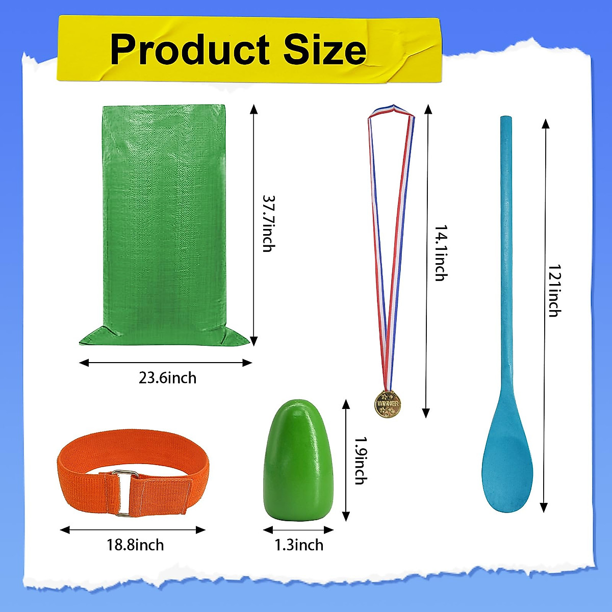 succulentlovers Potato Sack Race Bags - 25 PCS Outdoor Games Sack Race Bags, 3-Legged Race Bands, Egg Spoon Relay Race, Plastic Medals, Carnival Outdoor Lawn Party Games for Adults & Family