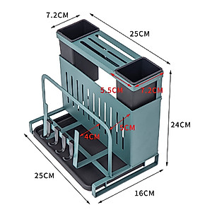 5 in 1 Knife Holder, Toooi Multifunctional Wall Mount Knife Blocks, Cutting Board Pot Lid Holder Countertop Organizer, Kitchen Storage Accessories, Tableware Flatware Caddy Utensil Holder, Pink