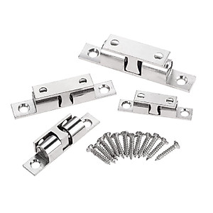 DDXPT 1Pc Silver 42/50/60/70mm Brass Touch Beads Lock Door Spring Clip Cabinet Door Catches Double Ball Catch Home Cupboard Door Latch (Size : L)