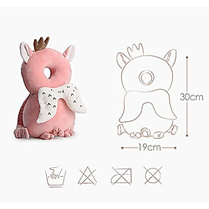 Bebamour Baby Walkers Protective Toddler Adjustable Baby Head Protection Safety Pad Backpack Wear for Crawling (Pink-Pig, Pig)