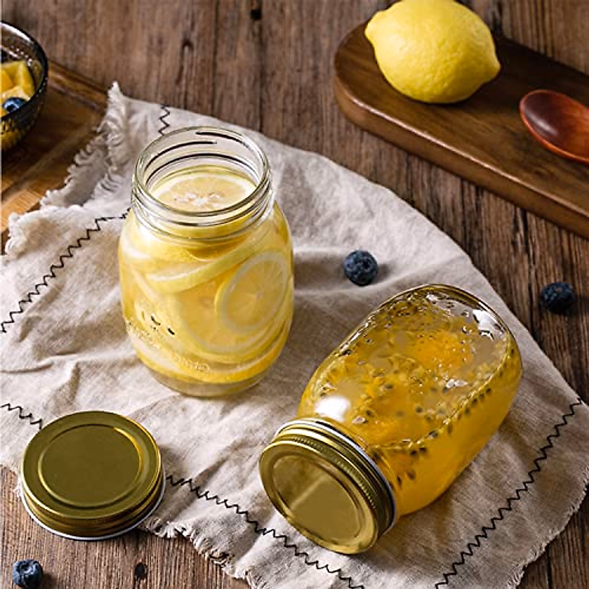 32 oz Glass Jars With Lids,Encheng Wide Mouth Ball Mason Jars 1000ml,Canning Jars For Pickles,Herb,Jelly,Jams,Honey,Glass Storage Jars Kitchen Canistes Containers Dishware Safe 9 Pack …