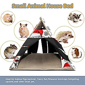 enheng Small Pet Hideout Santa Skull Christmas Hamster House Guinea Pig Playhouse for Dwarf Rabbits Hedgehogs Chinchillas