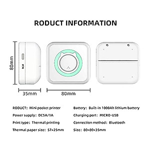 WEHOMY Instaproud - Portable Sticker Printer, Mini Pocket Thermal Printer, Mini Printer Sticker Maker, Mini Printer Portable Bluetooth Photo Printer for Photos, Diaries, Memos (Blue-10 Paper Rolls)