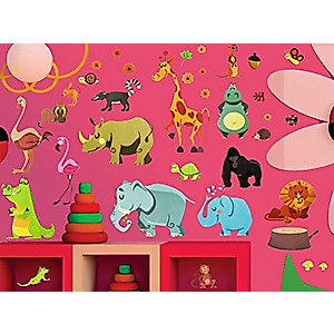 DEKOSH Jungle Animal Wall Decal Pack of Colorful Stickers for Baby Nursery Playroom - Peel & Stick Unisex Safari Theme Kids Wall Decals