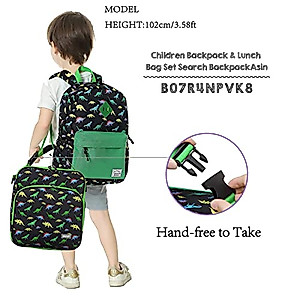 VASCHY Cute Preschool Backpack and Insulated Lunch Bag Dinosaurs Bundle
