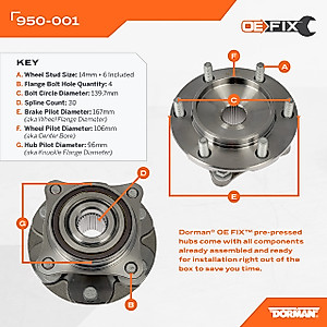 Dorman 950-001 Pre-Pressed Hub Assembly - Front Compatible with Select Lexus / Toyota Models (OE FIX)