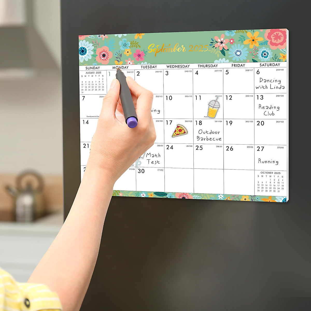 2025 Calendar - Magnetic Calendar for Refrigerator, Magnetic Calendar 2025, Jan.2025 - Dec.2025, 2025 Calendar, 8" × 10", Magnetic Calendar, Julian Dates,Tear-off Pad