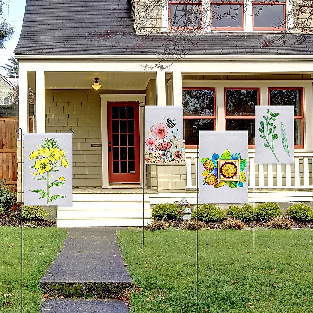 DEAYOU 36 Pack Blank Garden Flags, 12" x 18" DIY Sublimation Flags, Polyester Plain White Lawn Flags Banners for Decoration, Indoor, Outdoor, Courtyard, Party, Home, School